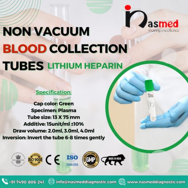 Lithium Heparin Non Vacuum Blood Collection Tubes in Bihar